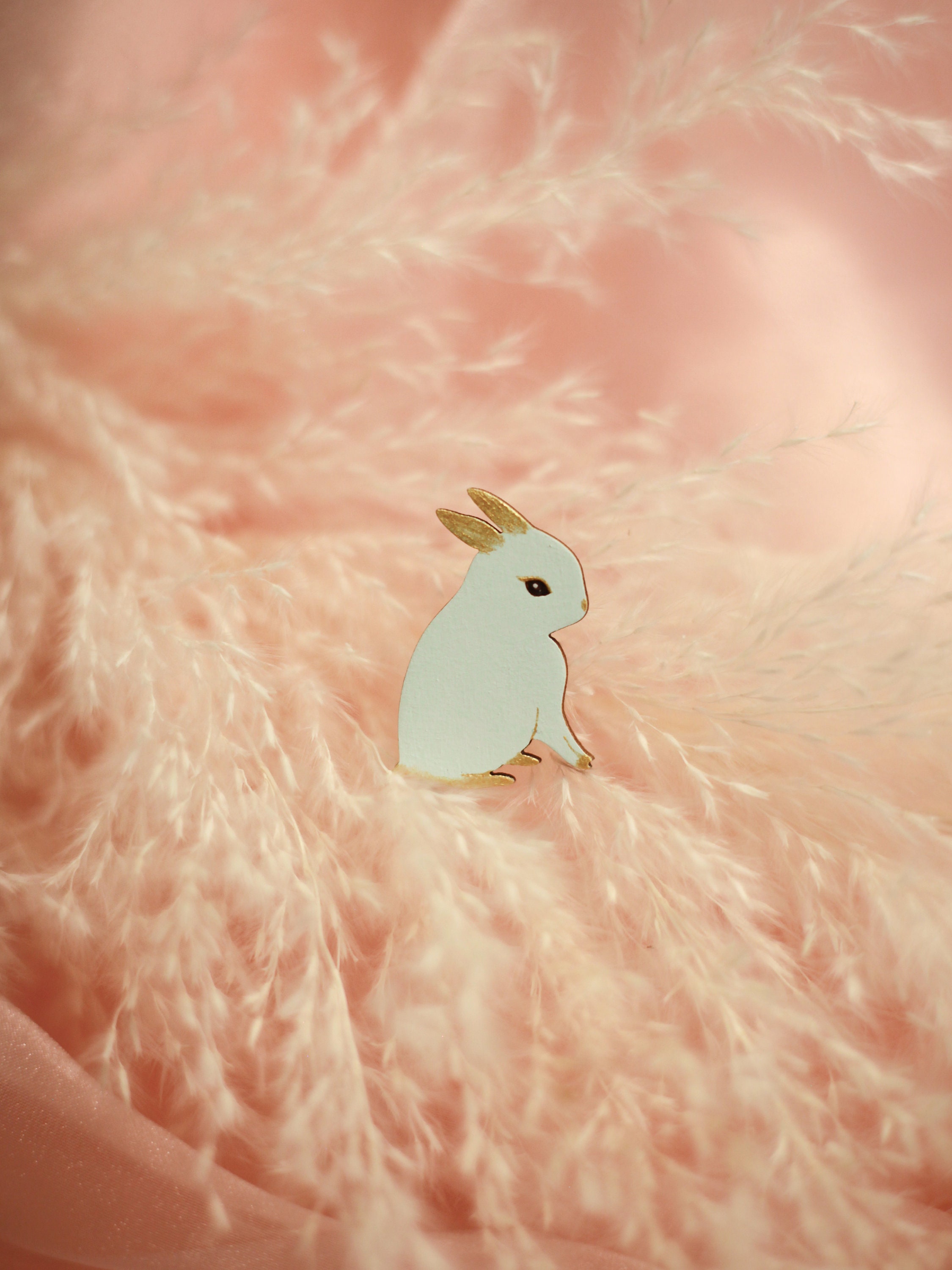 Rabbit Brooch Celestial Charmer Handmade Handpainted Wood | Etsy