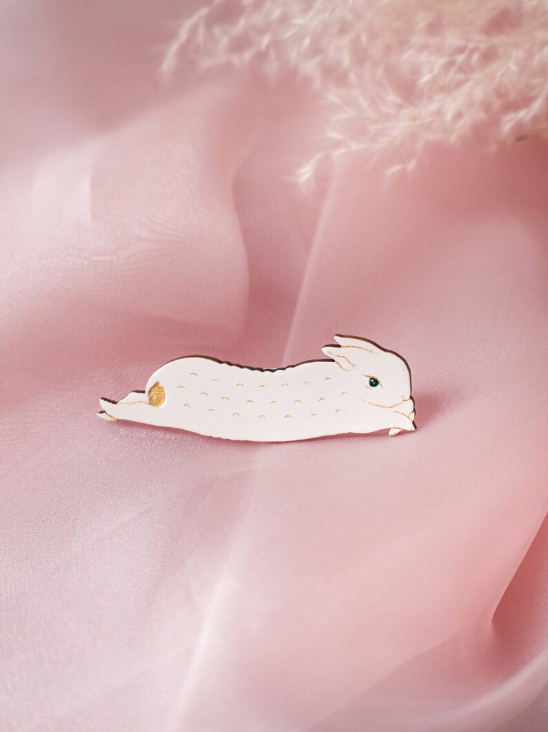 Rabbit Brooch Cheek to Cheek Handmade Handpainted Wood - Etsy