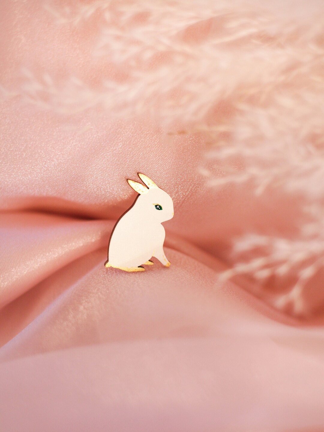 Rabbit Brooch Celestial Charmer Handmade Handpainted Wood Jewelry ...