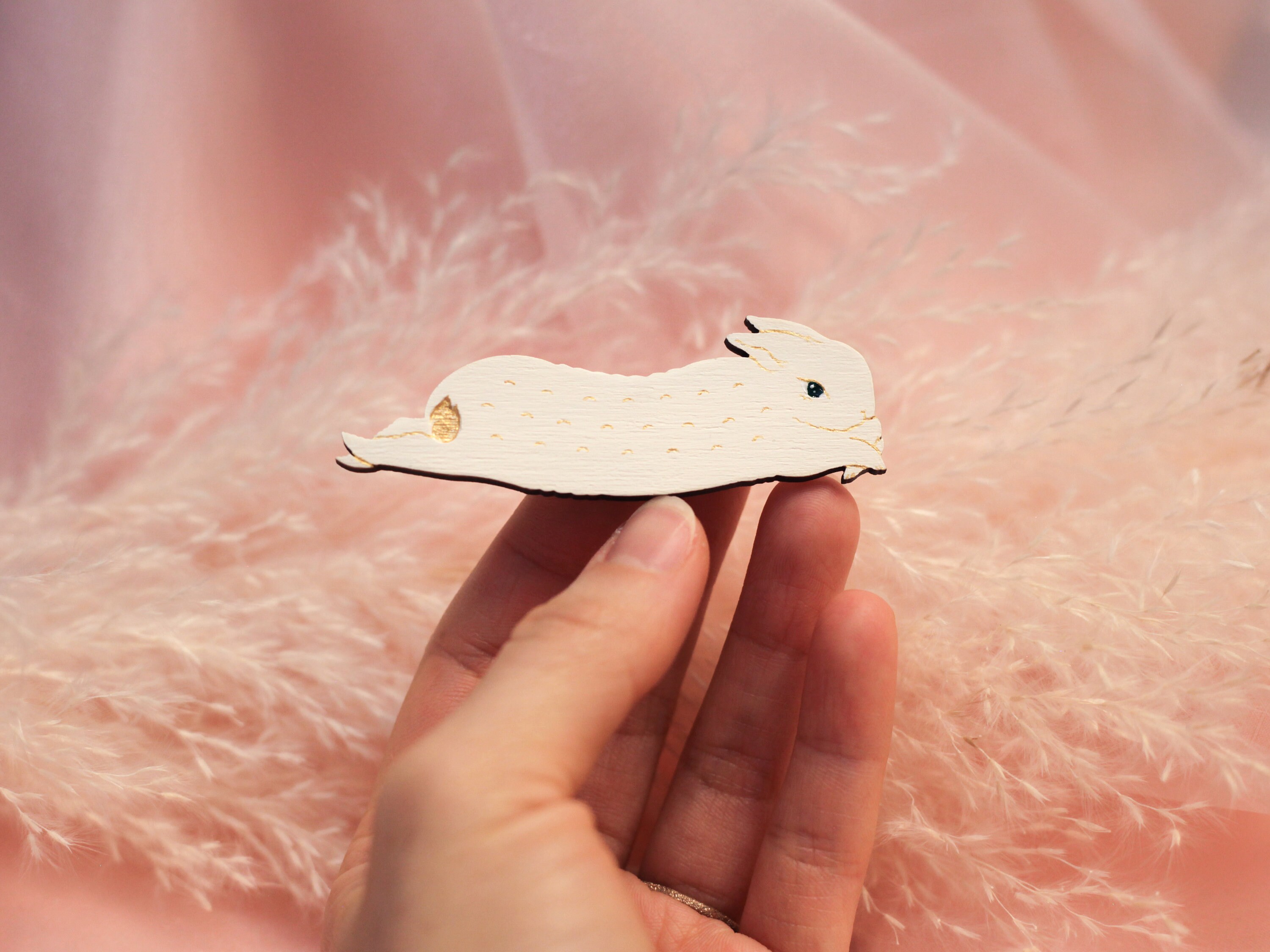 Rabbit Brooch Cheek to Cheek Handmade Handpainted Wood | Etsy