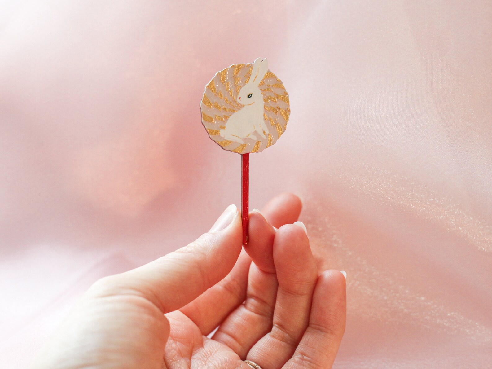 Rabbit Brooch Candycane Lolly Bun Handmade Handpainted - Etsy