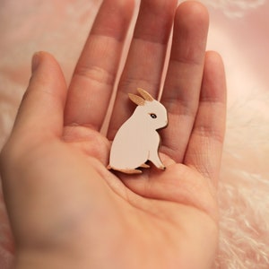 Rabbit Brooch Celestial Charmer Handmade Handpainted Wood Jewelry ...