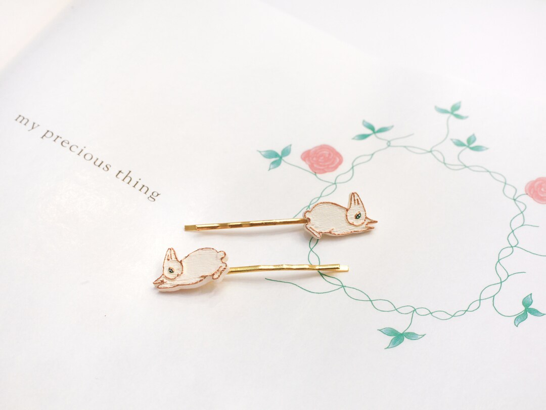 Rabbit Hair Barrette to Soar Tenderly Handmade Handpainted Wood Hair ...