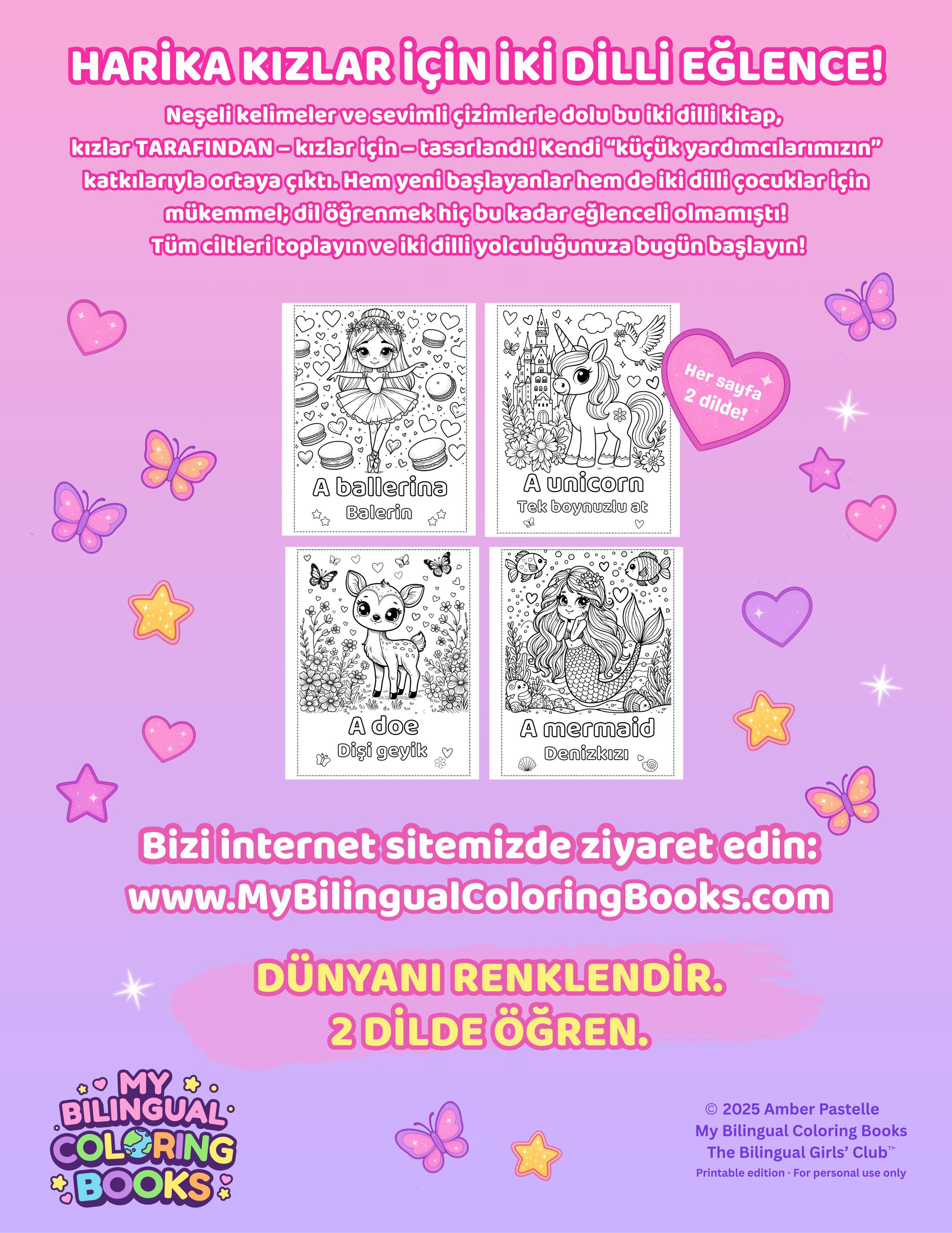 Turkish–english Coloring Book | Printable English Vocab for Kids ...