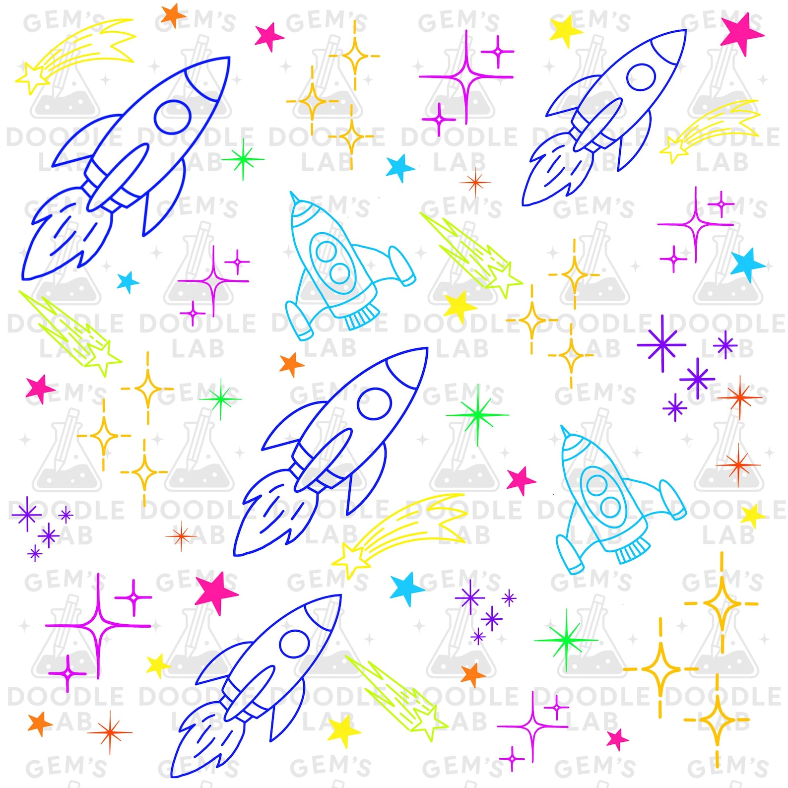 80 Space Doodle Procreate Stamps, Procreate Brush Set, Space Procreate ...