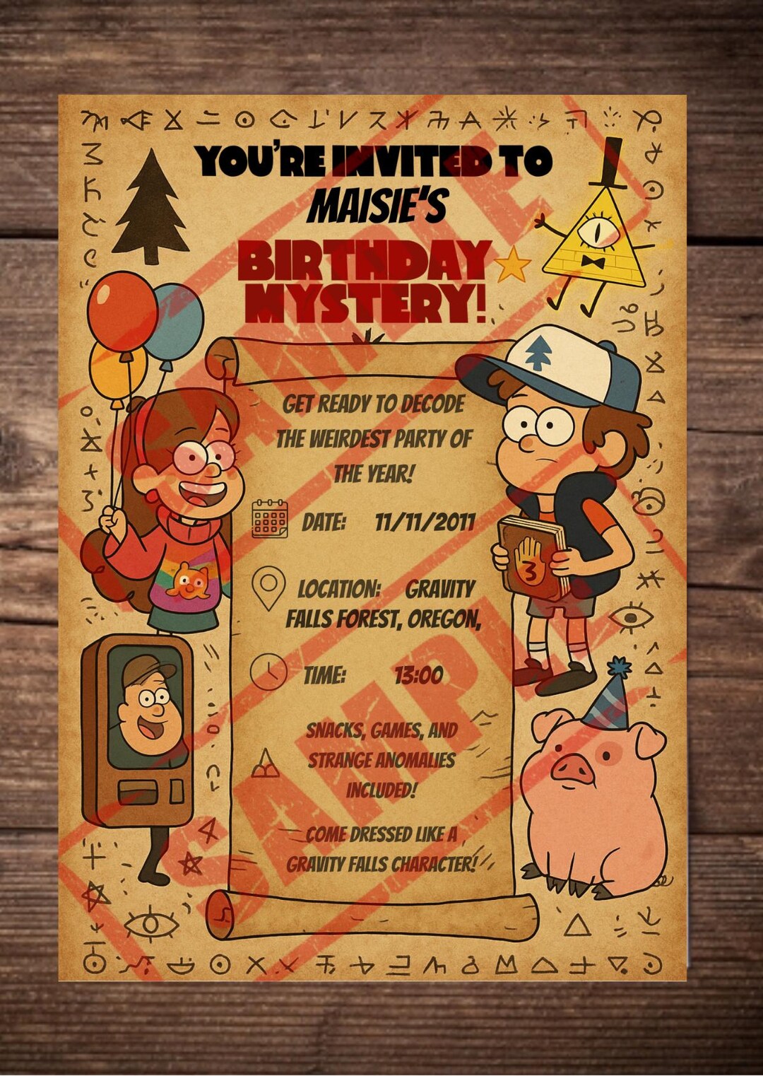 Gravity Falls Birthday Invitation: Personalized Party Invite (digital ...