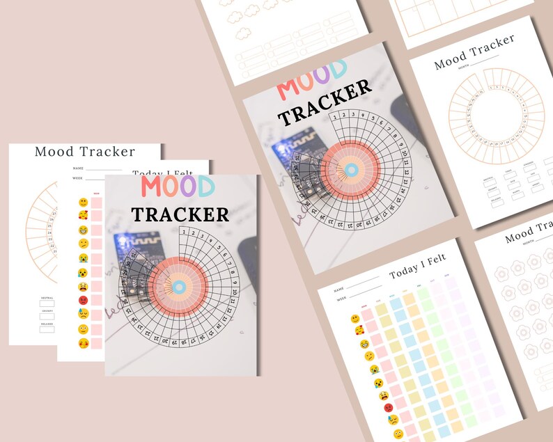 Mood Tracker Printable PDF - Daily Mental Health Emotion Log & Wellness ...