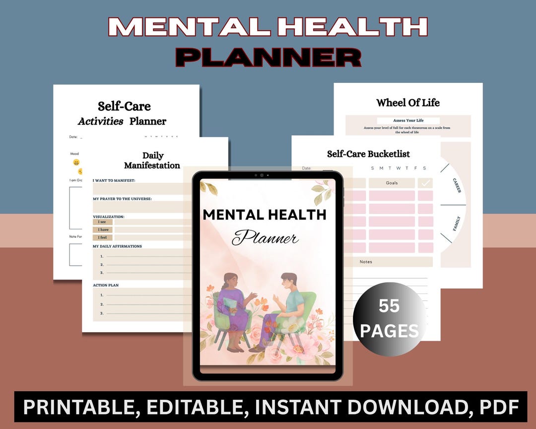 Mental Health Planner Printable PDF | Emotional Wellness Tracker & Self ...