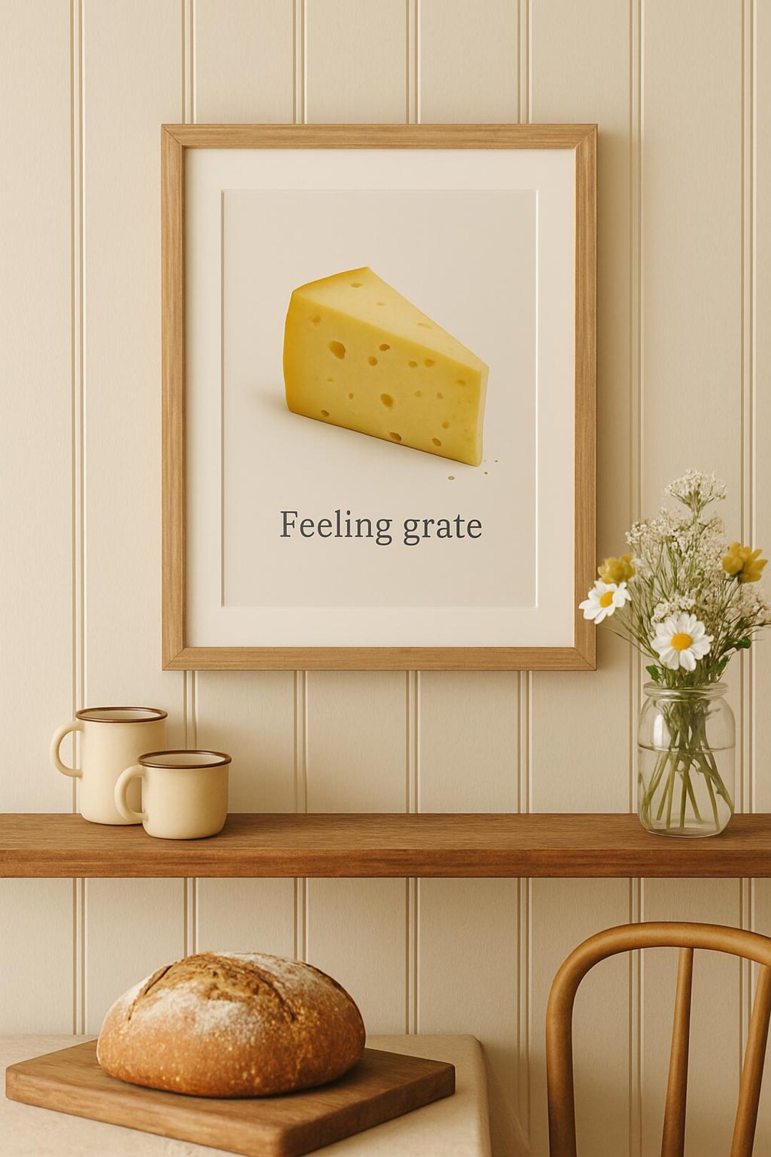 Feeling Grate – Funny Cheese Wall Art, Kitchen Pun Printable ...