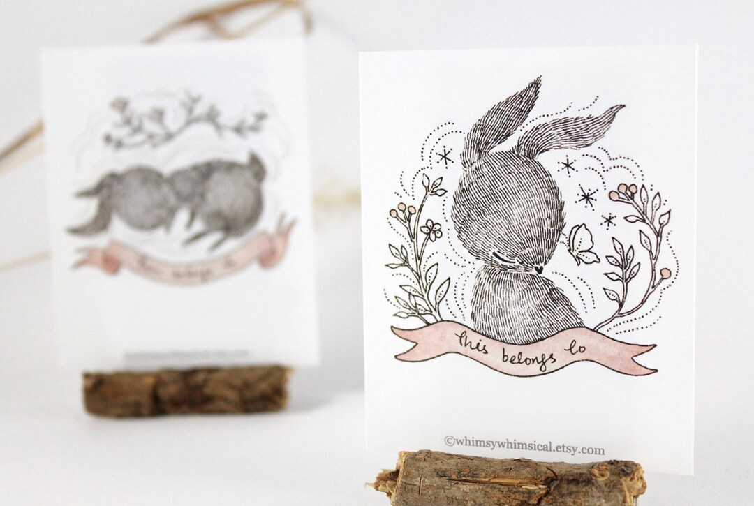 Woodland Bookplate Stickers Rabbit Set of 12 Book Gift Book Stickers Ex ...