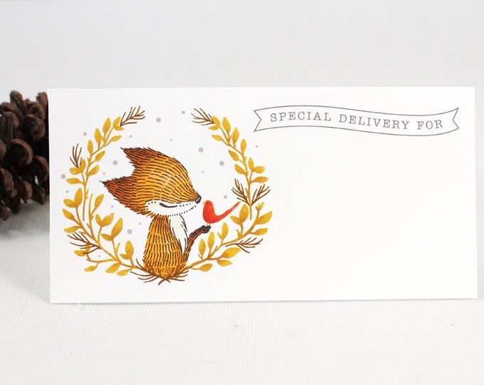 10 Mailing Labels Fox Wreath - Etsy