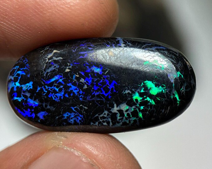 Opal Black Matrix Blue Electric 8.90 Cts - Etsy