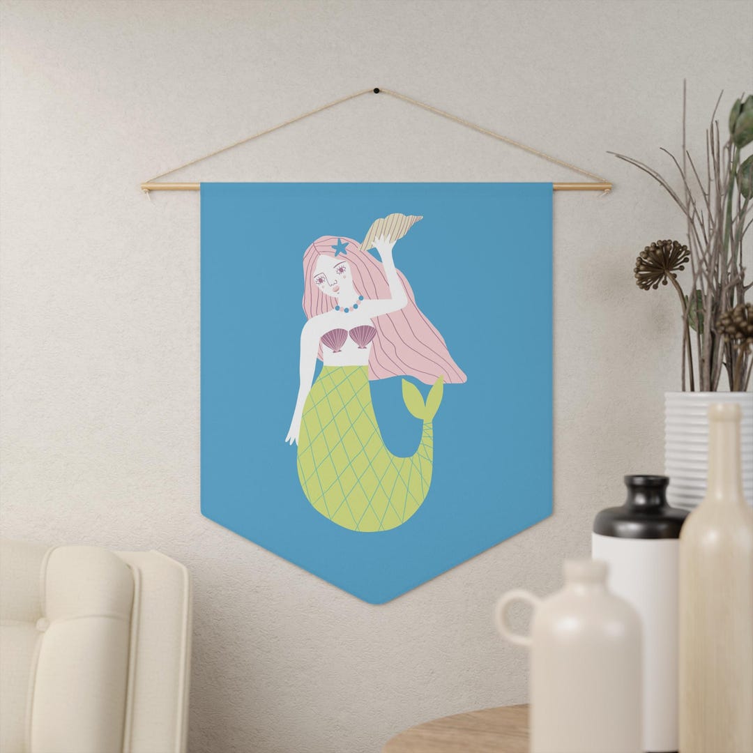 Mermaid Nursery Flag Wall Hanging: Kids Room Decor, 18x21" - Etsy