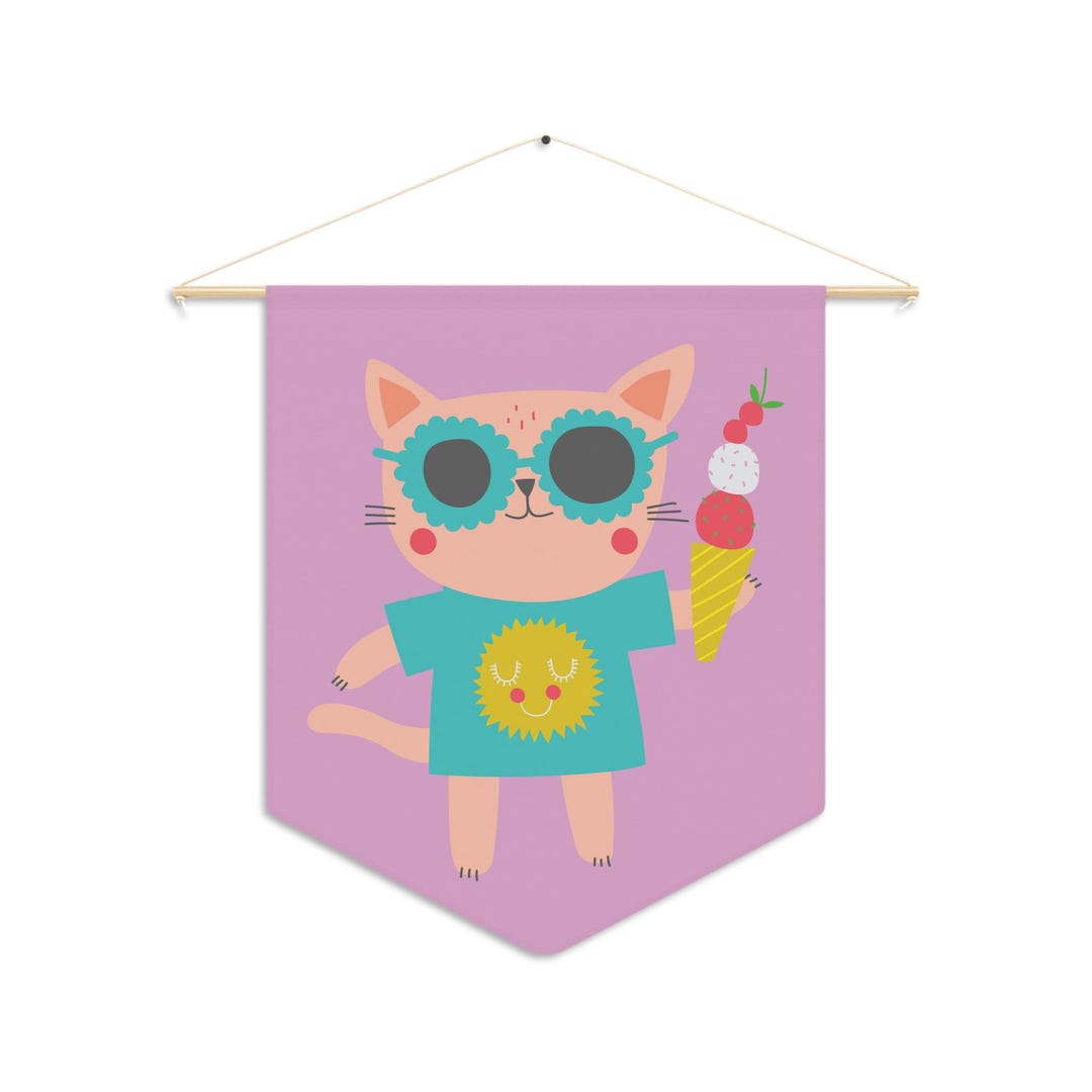 Pennant, Cat Banner, Kids Room Decor, Children's Wall Art, Funny Cat ...
