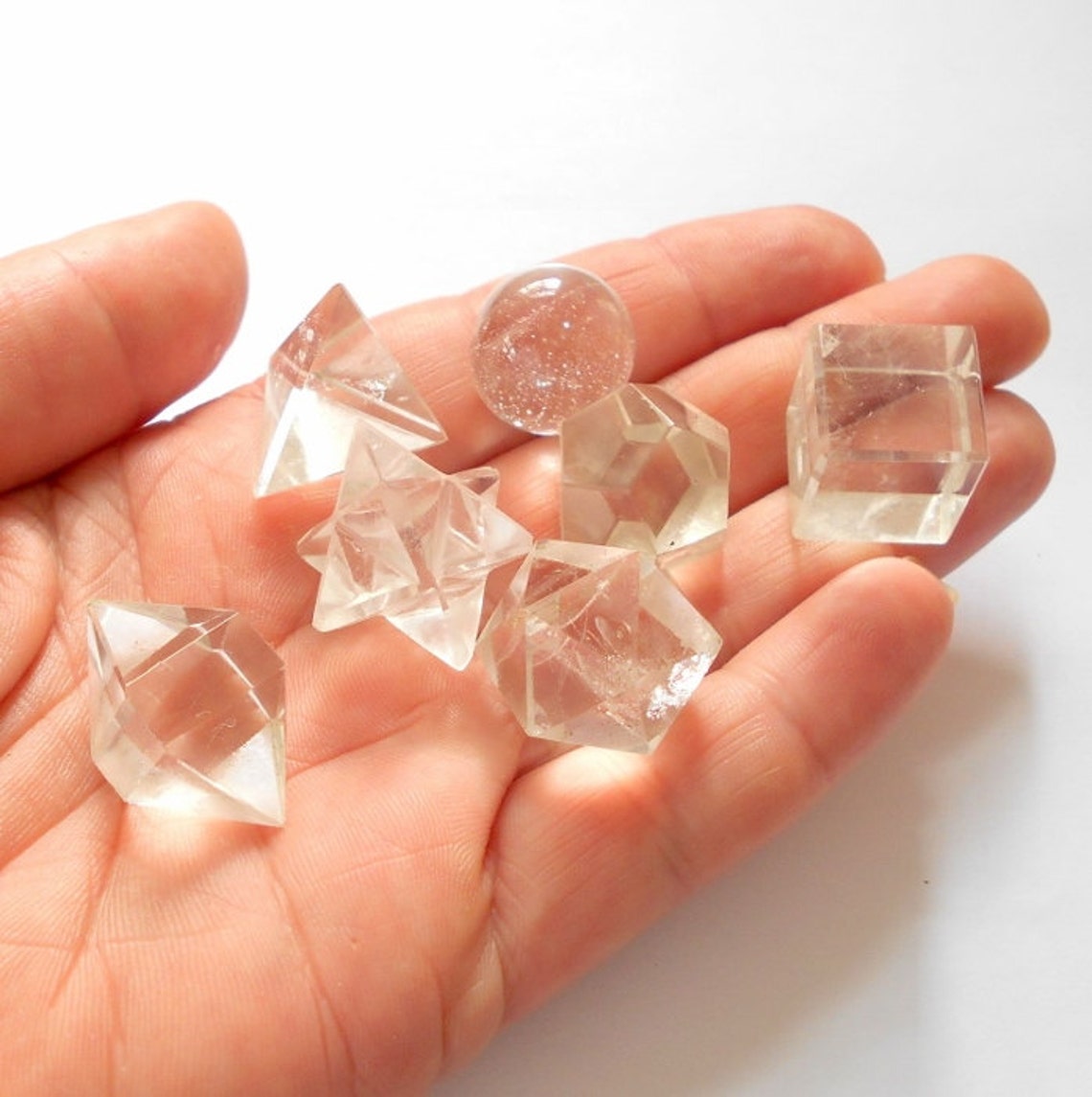 Clear Quartz Sacred Geometry Platonic Solids Set Reiki Crystal - Etsy