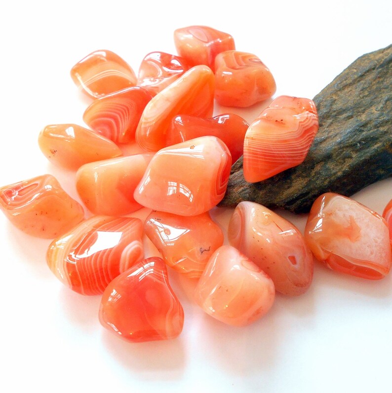 Orange Banded Carnelian Polished Gemstone Reiki Crystal Specimen ...
