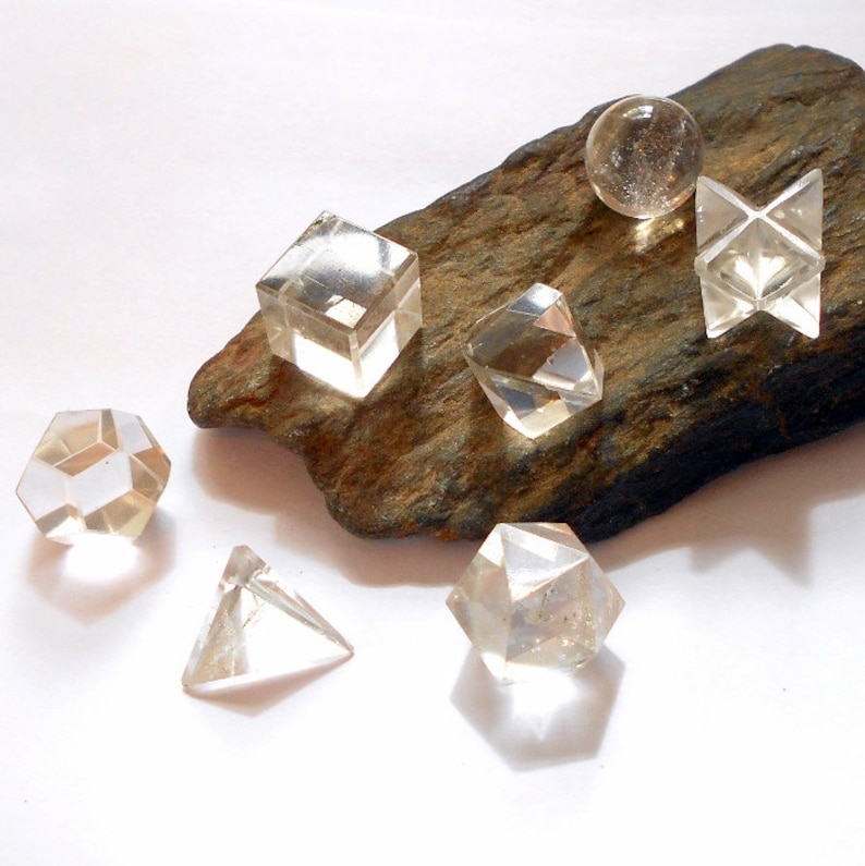 Clear Quartz Sacred Geometry Platonic Solids Set Reiki Crystal - Etsy