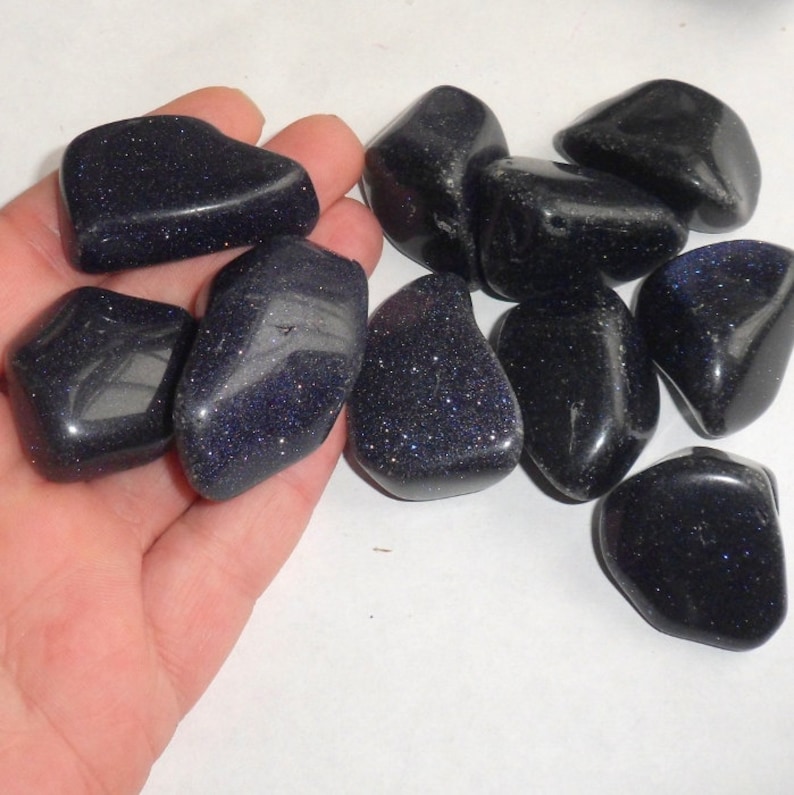 Blue Goldstone Gold Stone Polished Tumble Gemstone Crystal Earthegy ...
