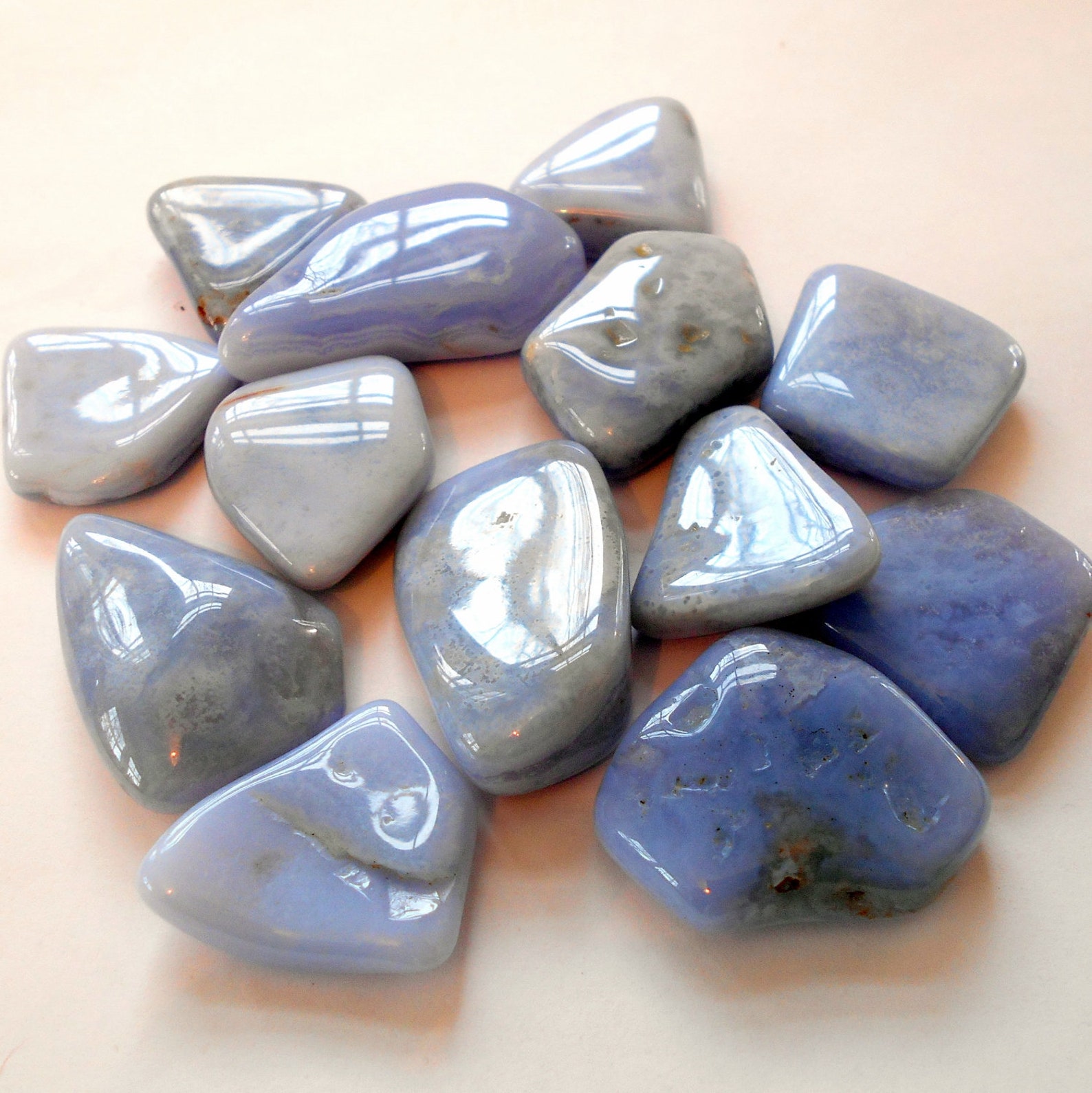 Polished Blue Lace Agate Gemstone Tumble Stone Specimen Reiki Crystal ...