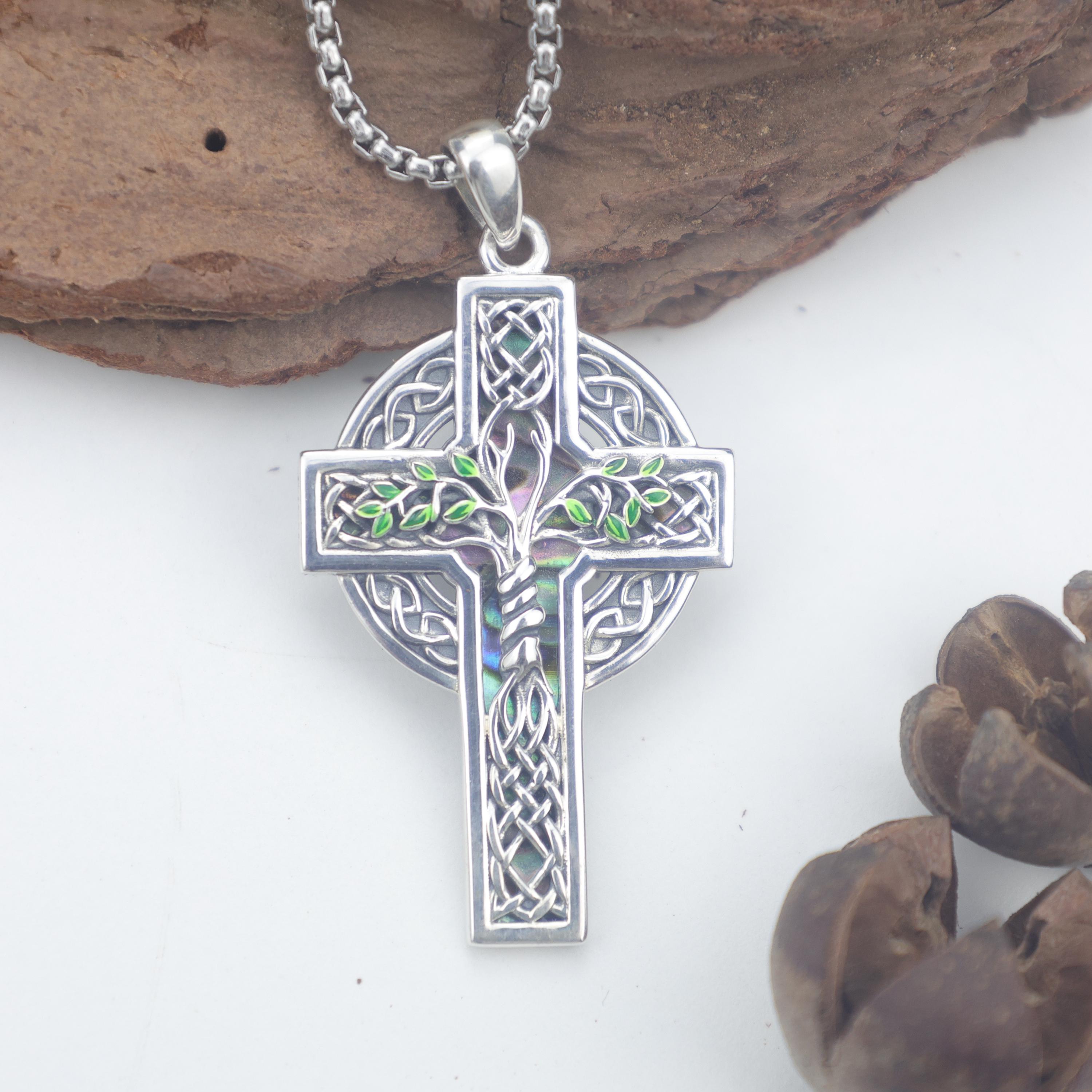 Celtic Tree of Life Cross Necklace: 925 Sterling Silver Pendant, Symbol ...