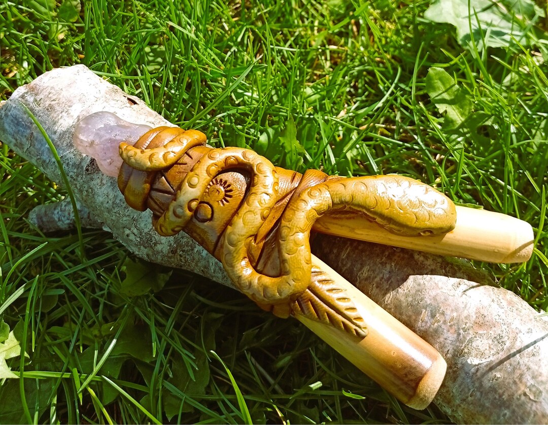 Beautiful Snakes Jiboia Rose Quartz Crystal Kuripé Rapé Self-applicator ...