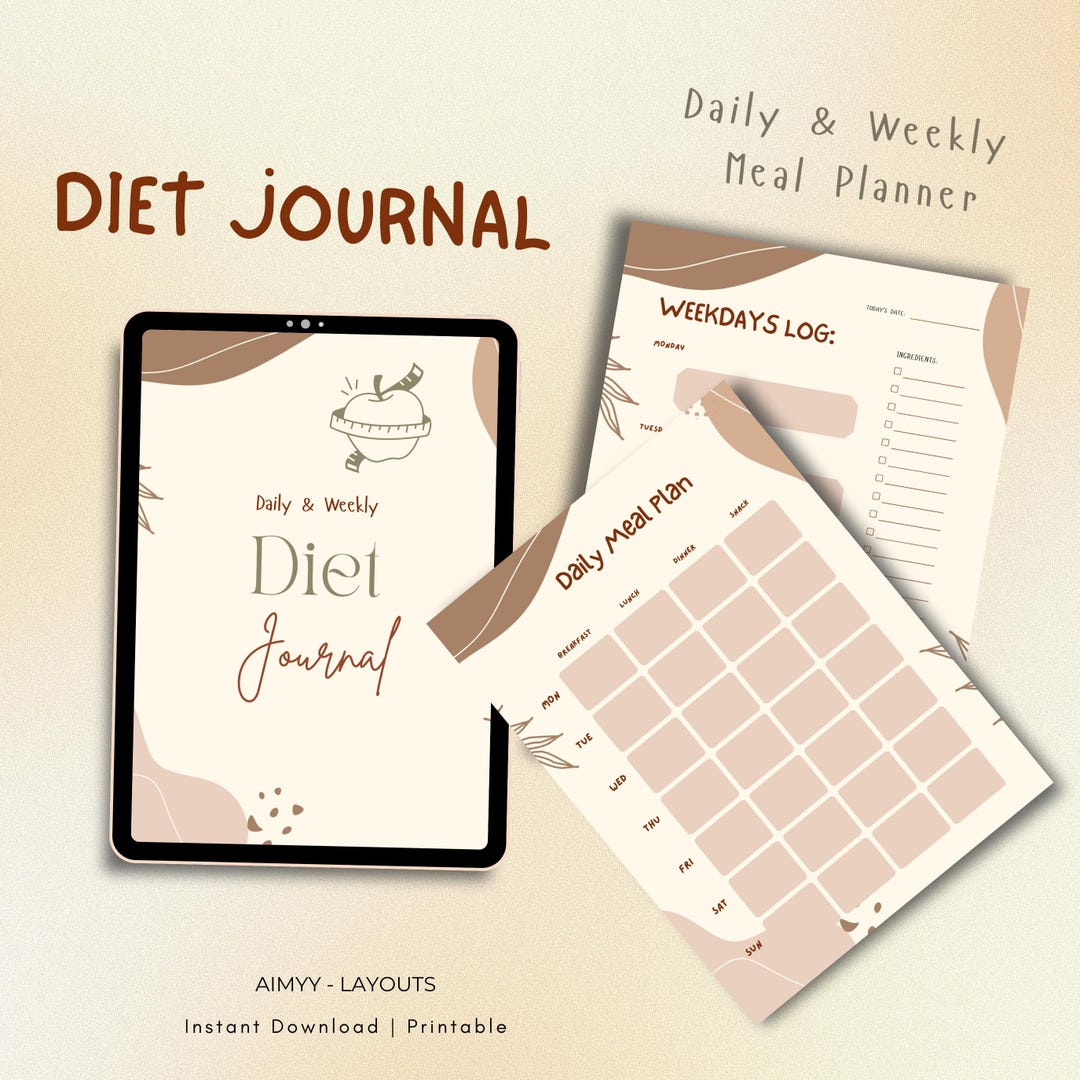 Printable Diet Journal - Health & Fitness Tracker | Simple Daily and ...