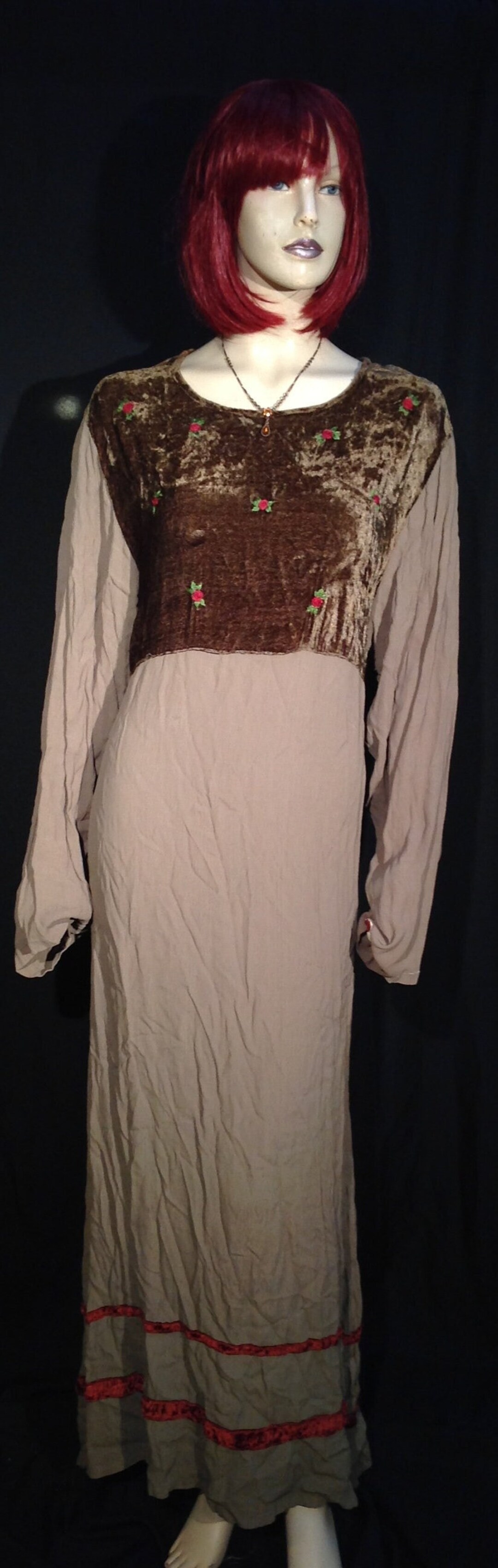 2X 48" Bust Nwot SUFFRAGETTE VELVET COTTAGECORE Long Edwardian Dress ...
