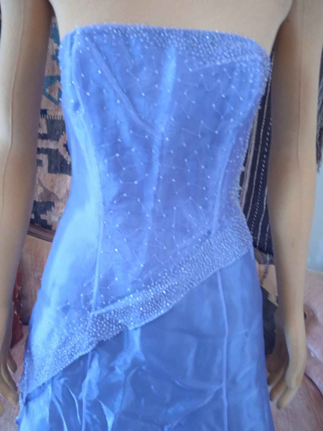 Original 90's NWOT Light PURPLE Hand BEADED Organza Gown Shimmery ...