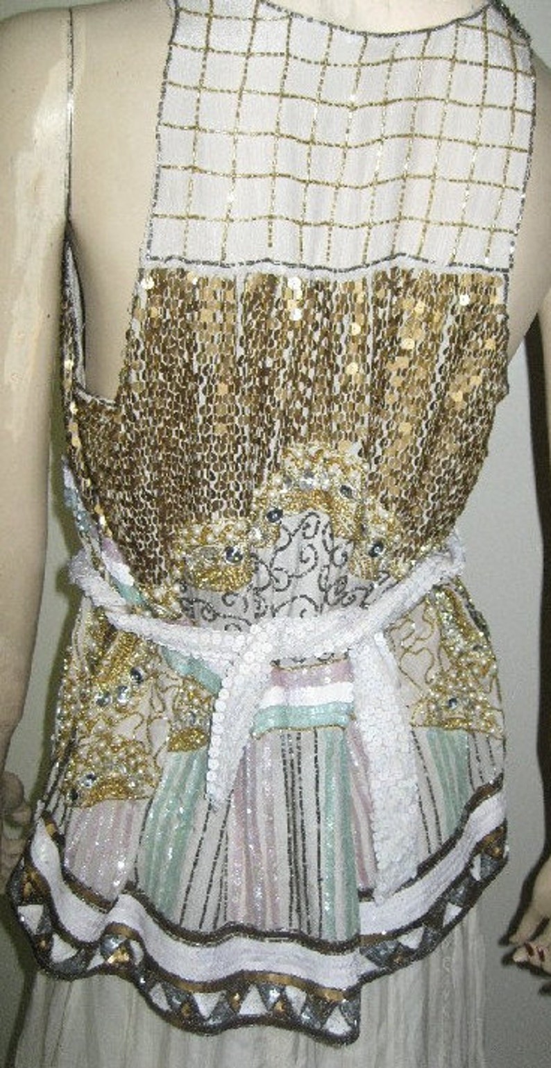 40" Bust New Andersen & Lauth Hand BEADED Designer Top JEWELED Gold ...