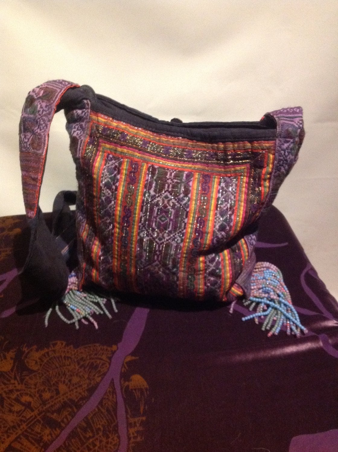 Vintagethaihand Embroideredfringedwide Straphand - Etsy