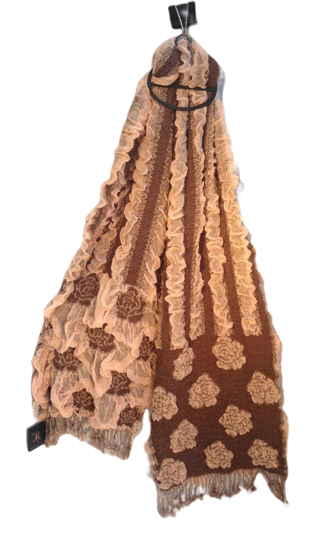 NIB RUCHED RUFFLED Cottagecore Scarf Shawl Dust Rose Soft Warm Light ...