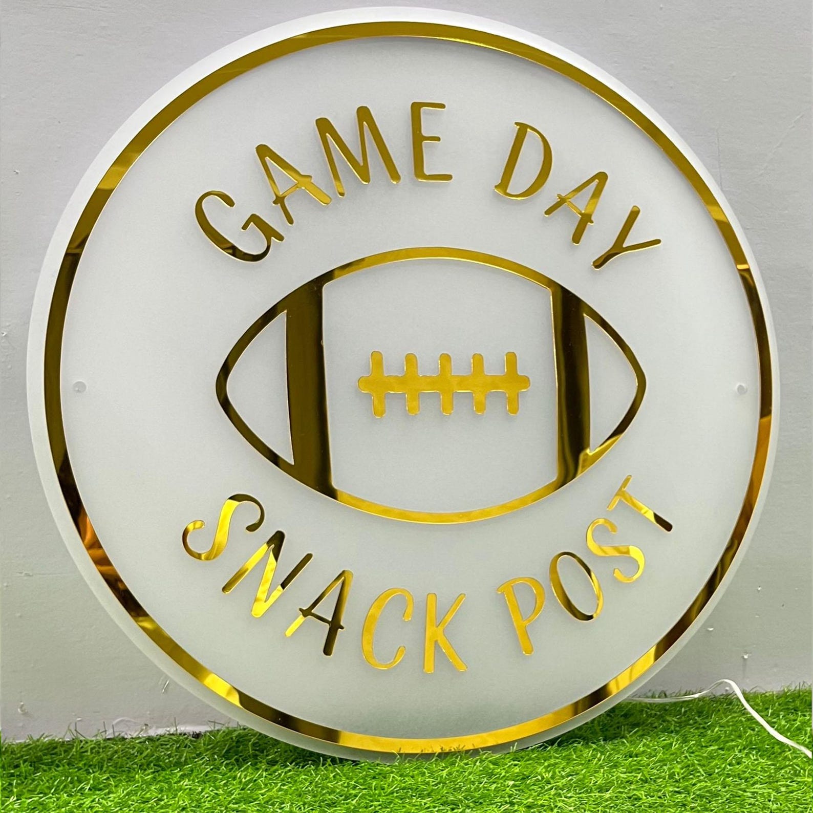 Gold 3D Raised Round Acrylic Business Logo Sign | 3D Acrylic Backlit ...