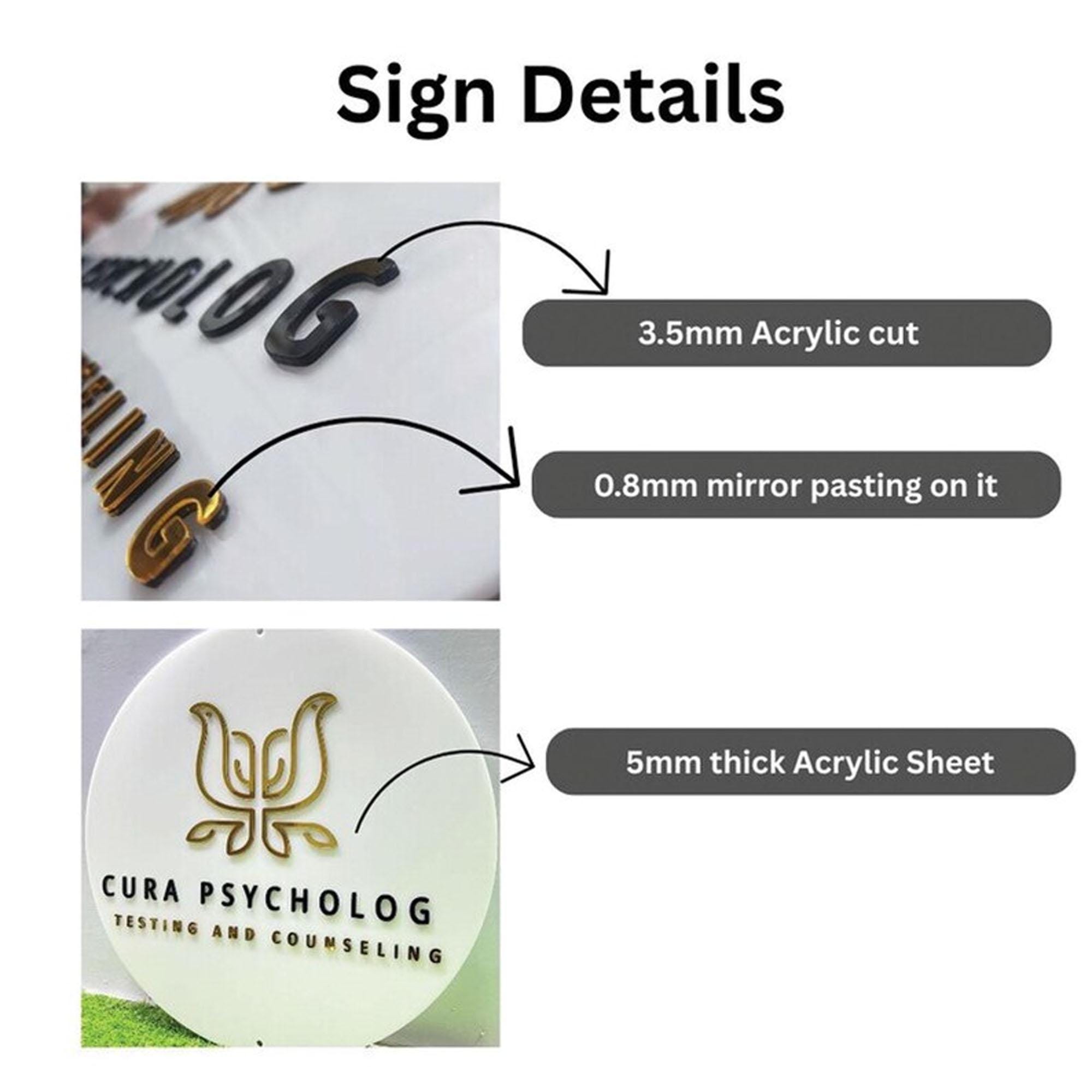 Raised 3D Silver Lettered Acrylic Sign | Custom Business Name Sign ...
