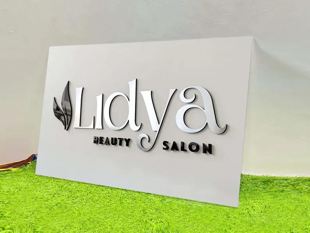 Raised 3D Silver Lettered Acrylic Sign | Custom Business Name Sign ...