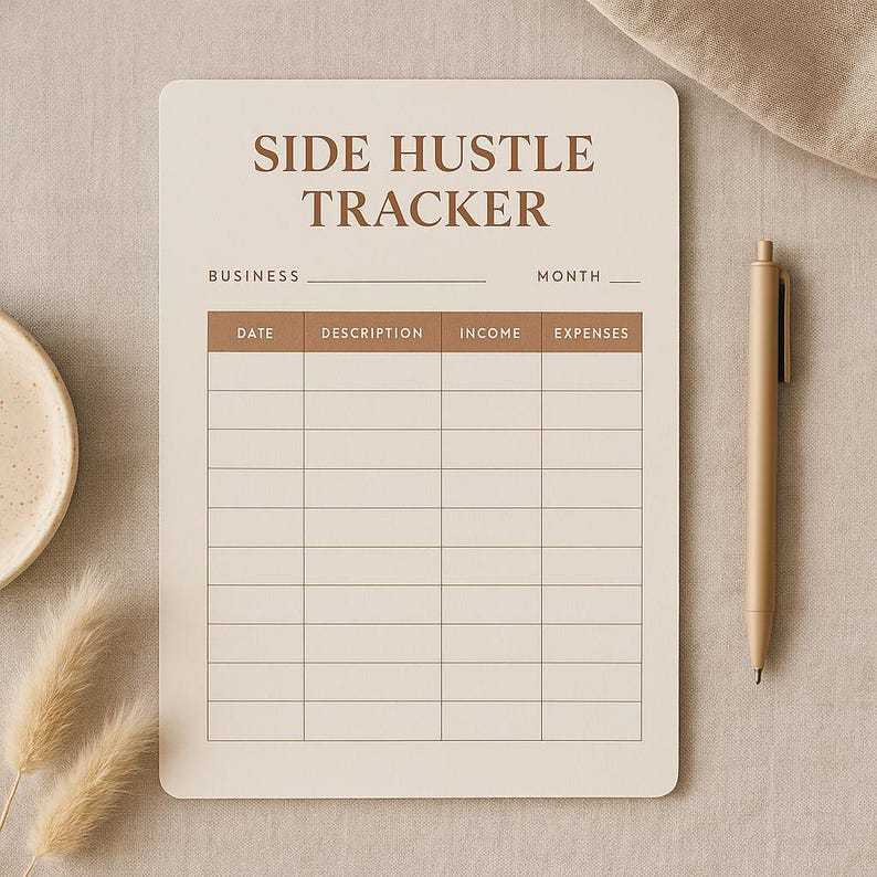 Side Hustle Tracker & Planner A4 Printable PDF Expense and Reinvestment ...