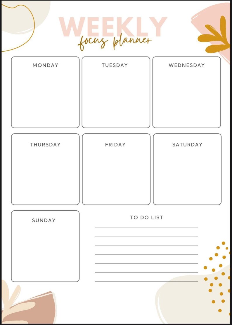 Printable Weekly Planner | A4 Digital Download | Organise Your Week - Etsy