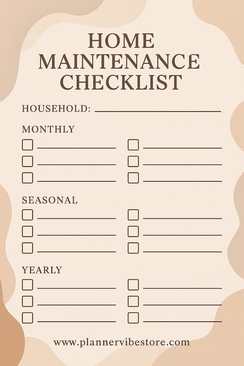 Home Maintenance Checklist | A4 Printable PDF – Monthly, Seasonal ...