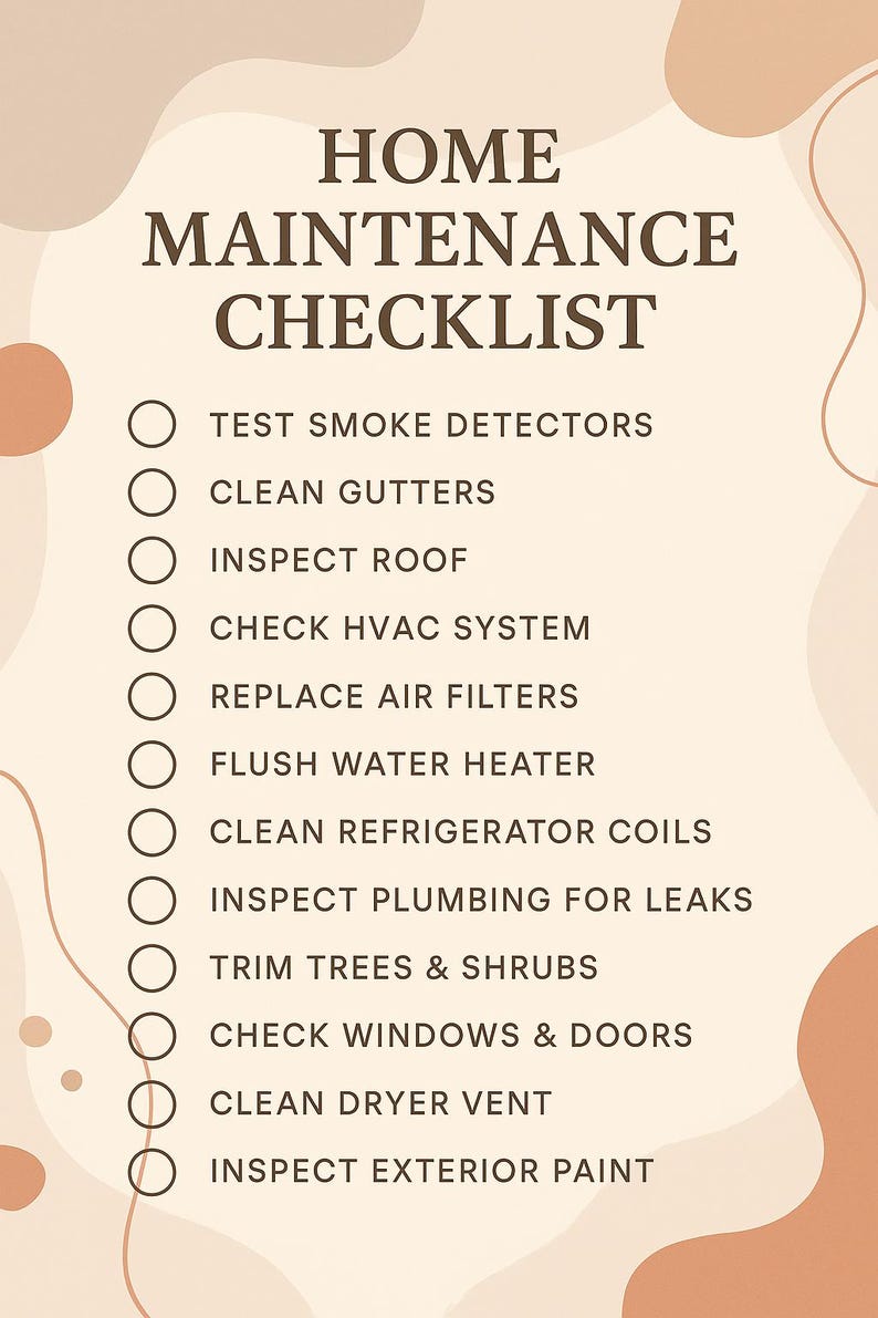 Home Maintenance Checklist | A4 Printable PDF – Monthly, Seasonal ...
