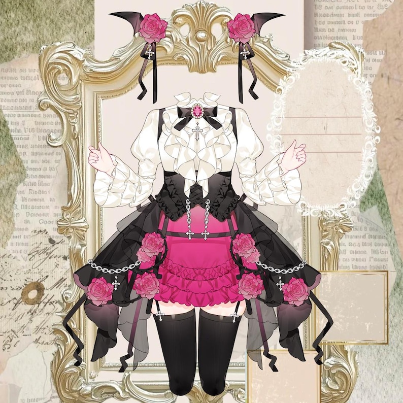 Rose Gothic Outfit | Live2d Outfit Asset | - Etsy
