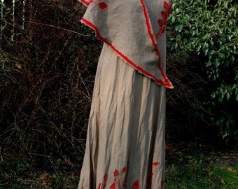 LINEN Dress Falling Leaves Eco Friendly Natural Fantasy | Etsy