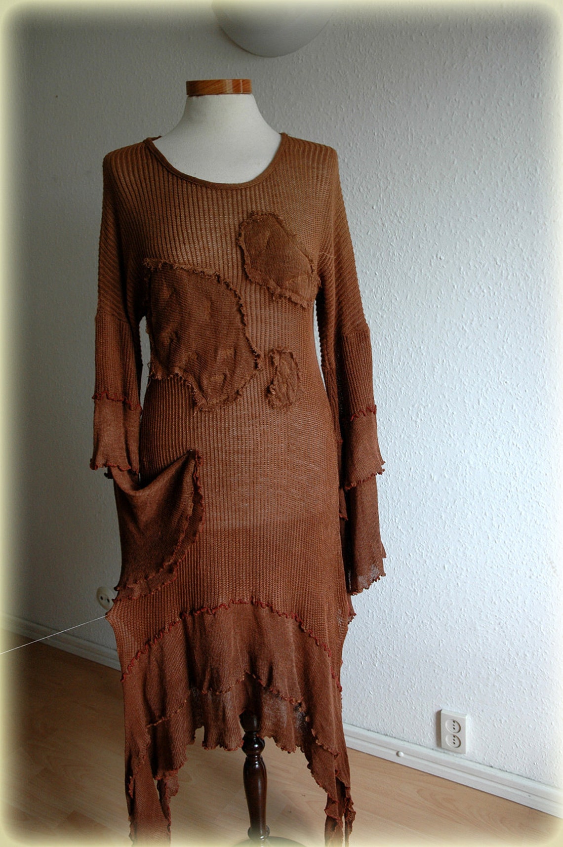 Brown Fantasy Asymmetrical Dress Tunic With Hand Dyed Fabric - Etsy