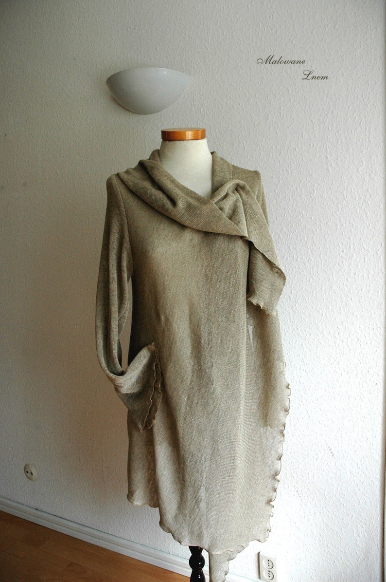 LINEN Cardigan Natural, Lino de punto, Ecológico, Envoltura de suéter ...