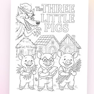 The Three Little Pigs Coloring Storybook PDF for Kids - Instant ...