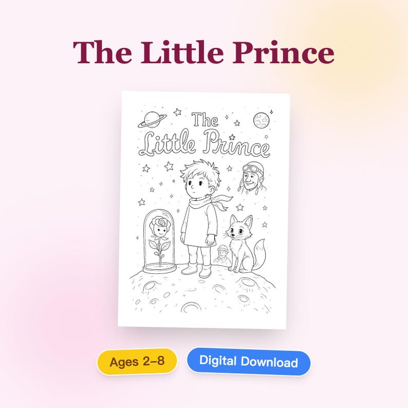 The Little Prince Coloring Storybook PDF for Kids - Instant Download - Etsy