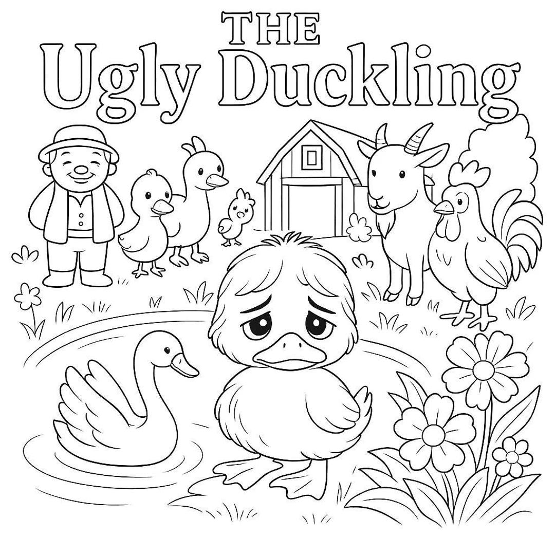 The Ugly Duckling Coloring Storybook PDF for Kids - Instant Download - Etsy