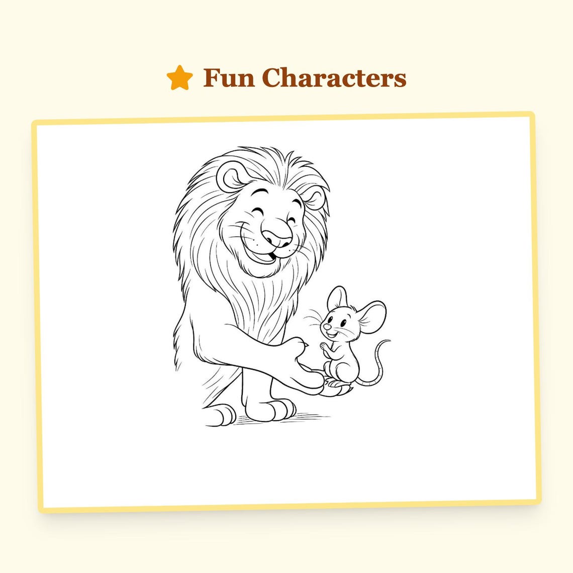 The Lion and the Mouse Coloring Storybook PDF for Kids - Instant ...