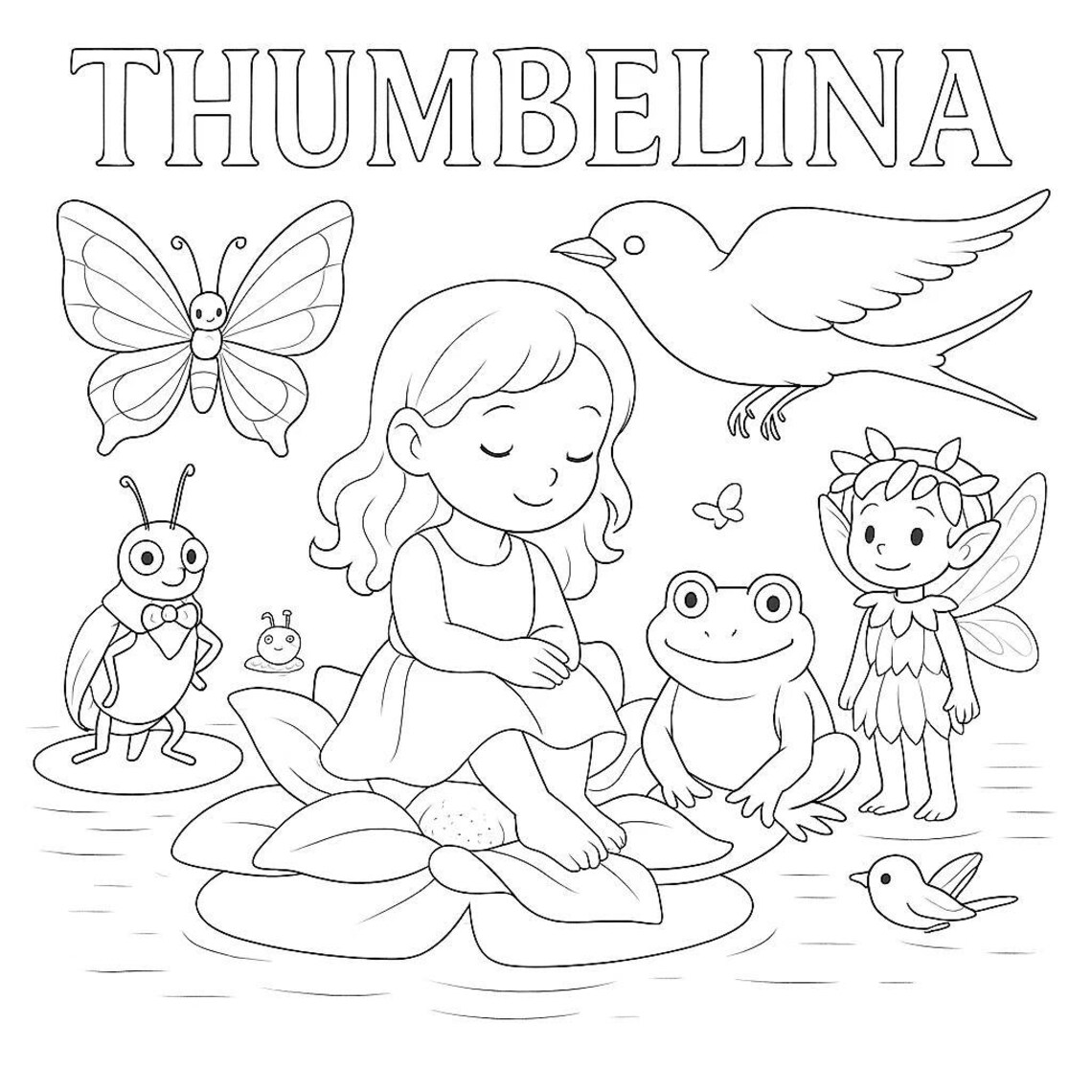 Thumbelina Coloring Storybook PDF for Kids - Instant Download - Etsy