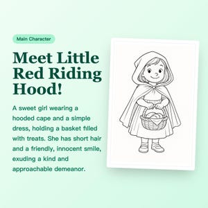 Little Red Riding Hood Coloring Storybook PDF for Kids - Instant ...