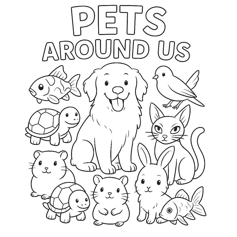 Pets Around Us Coloring Book for Kids: 25-page Storybook (PDF Download ...