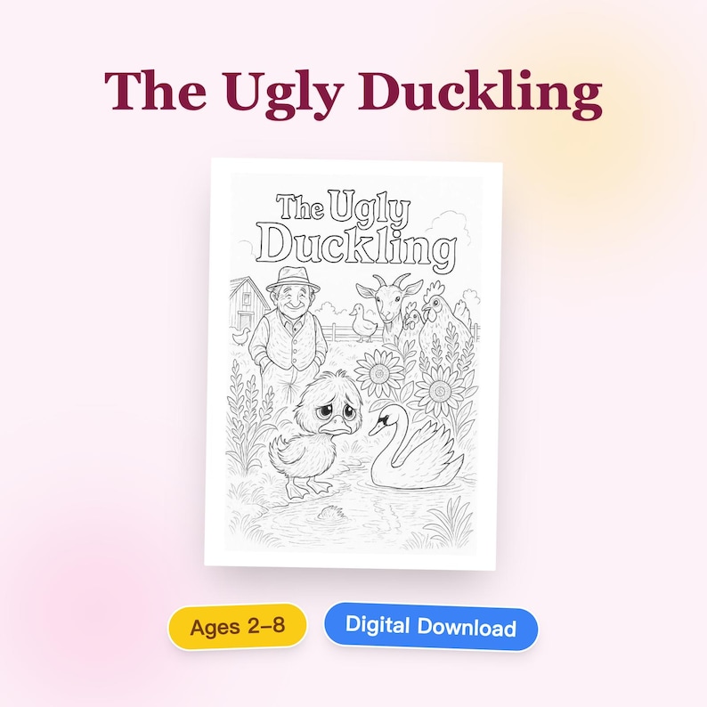 The Ugly Duckling Coloring Storybook PDF for Kids - Instant Download - Etsy